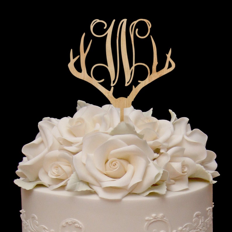Antler Cake Topper Initial Cake Topper Monogram Cake | Etsy