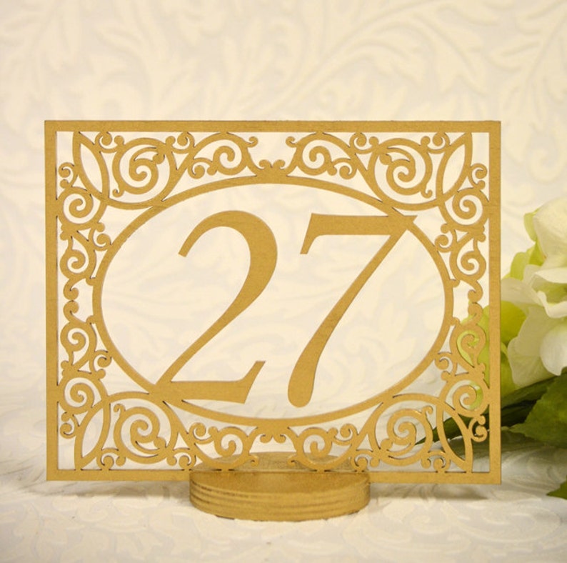 Gold Table Numbers Freestanding With Base Metallic Gold - Etsy