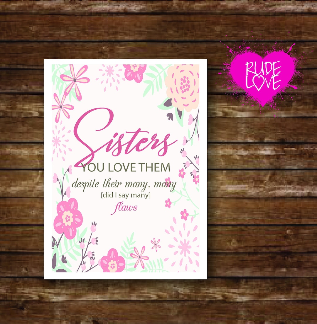 Funny Sister Card, Sister Card, Family Card, Happy Birthday Card, Just ...