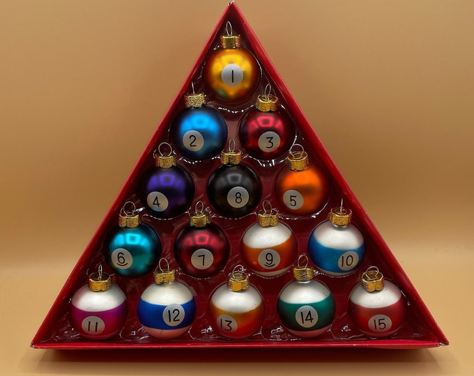 Vintage Billiards Ornaments Pool Balls Triangle Holiday Christmas Tree ...