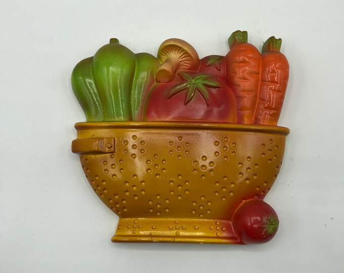 Vintage Chalkware Garden Vegetable Bowl Country Kitchen Wall Art 1980s ...