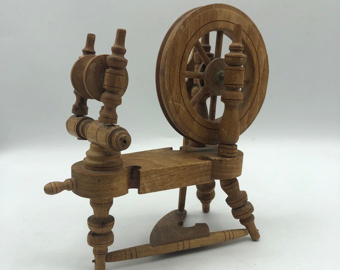 Wood Spinning Wheel Replica Small Vintage Wooden Rustic Miniature ...