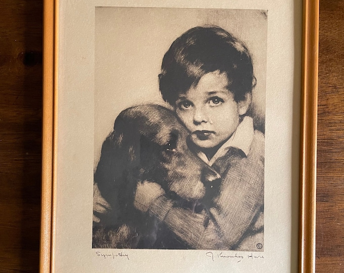 Sympathy Print Signed by Artist J Knowles Hare Sepia 1920s Framed ...