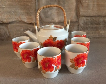 Orange tea set | Etsy