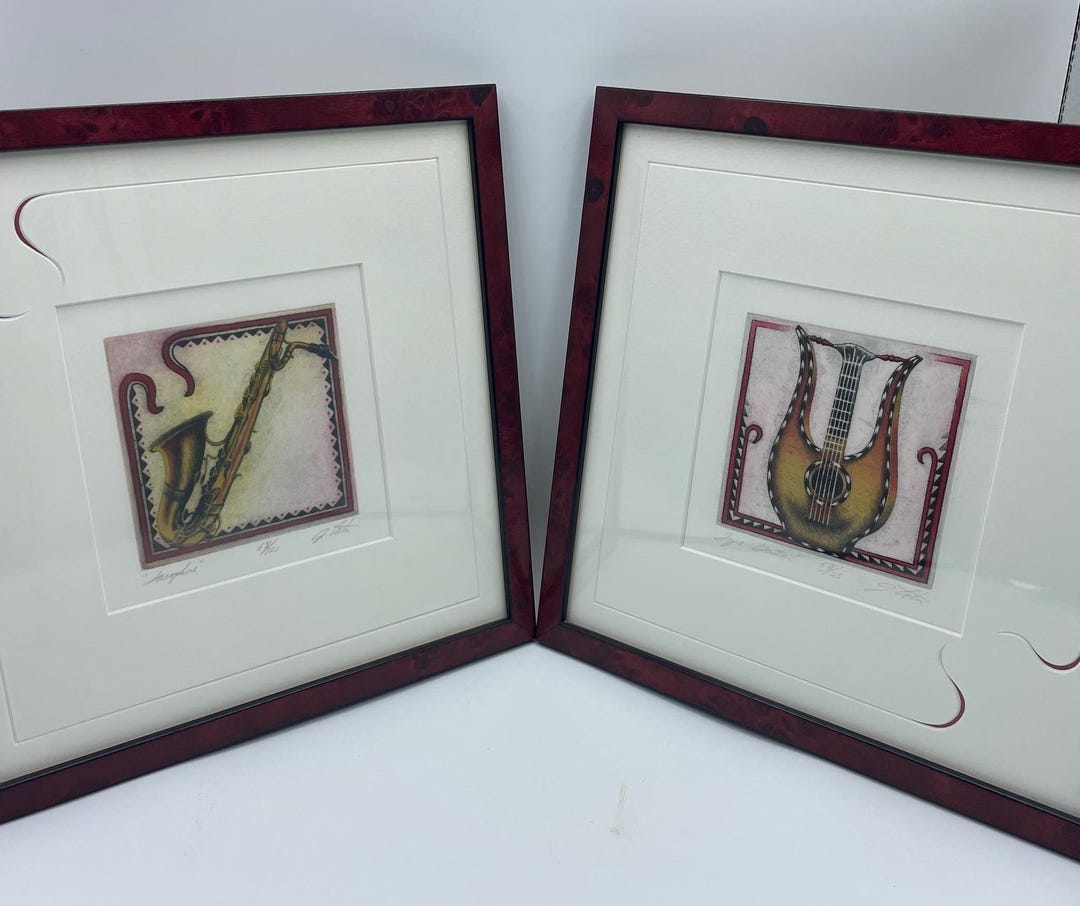 Framed Pair Anne Allaben Elena and Chiko Prints Picture Wall Art ...