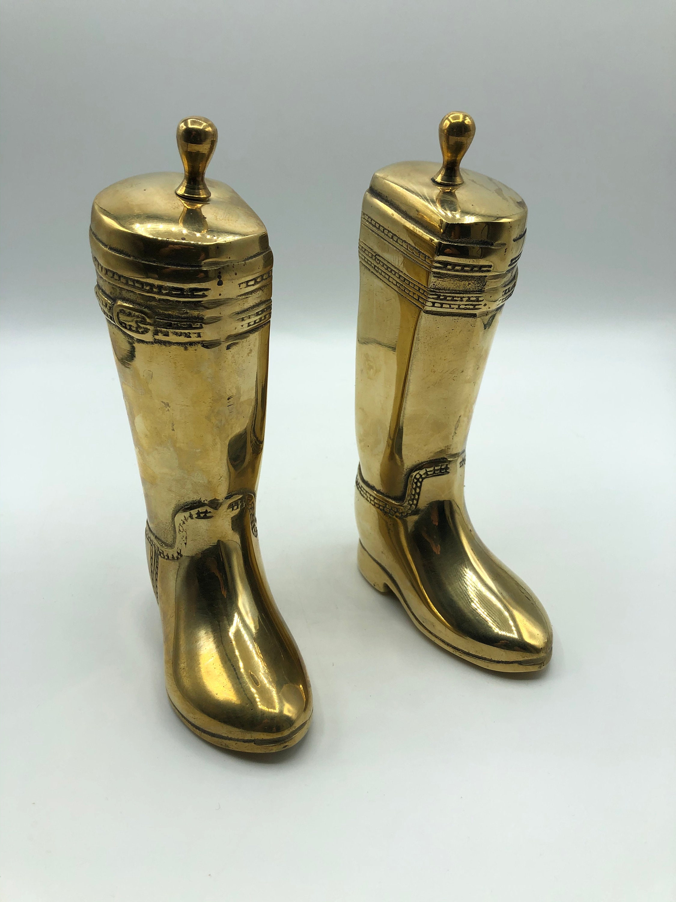Brass Cowboy Boots Bookends Vintage Heavy Gold Country Western | Etsy