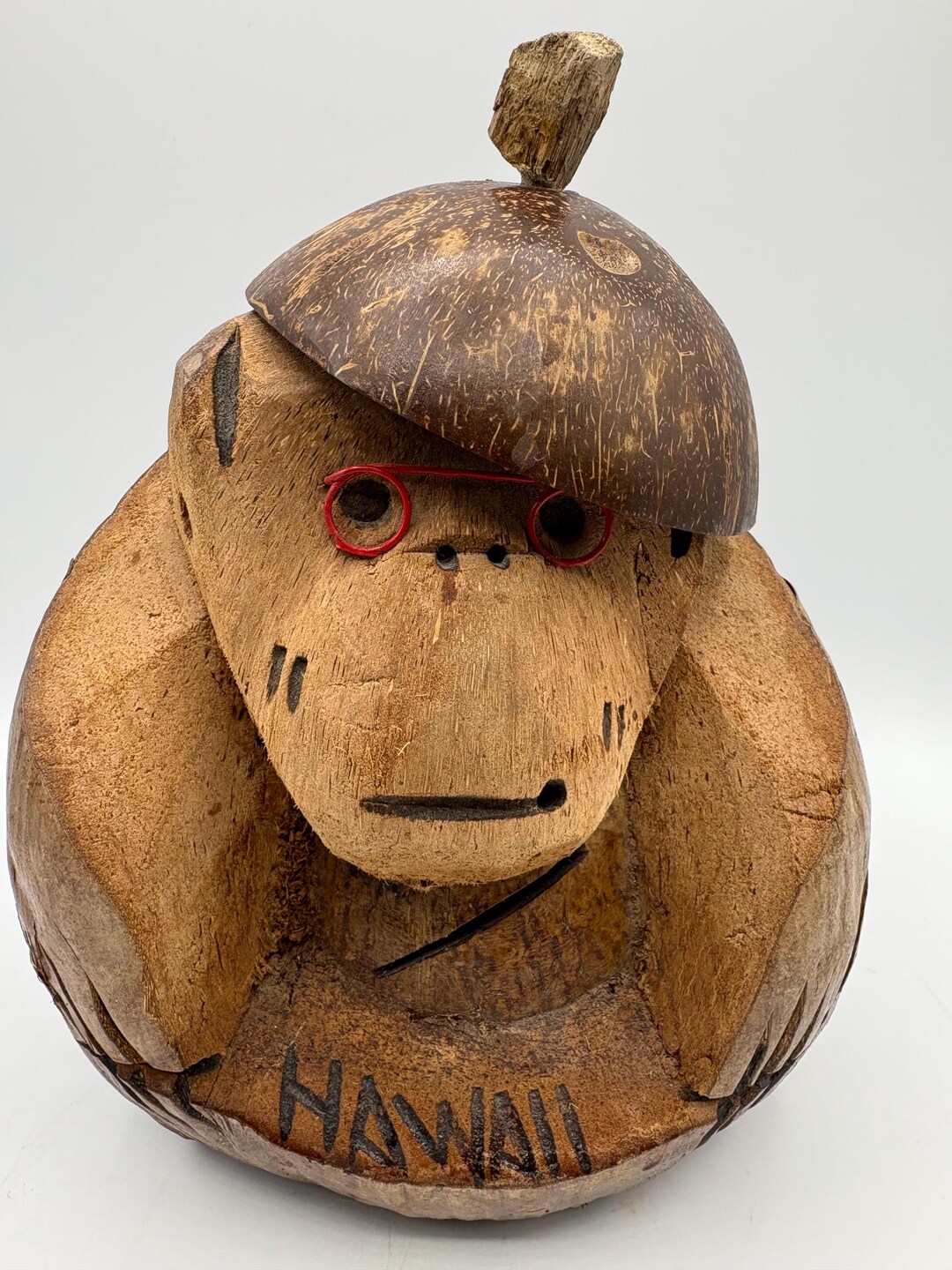 Carved Coconut Head Bank Hawaii Vintage Kitschy Tiki Bar Polynesian ...