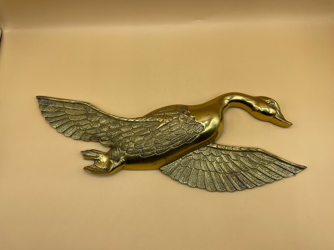Vintage Brass Goose Duck Wall Art Cabin Hunting Lodge Decor Canadian ...