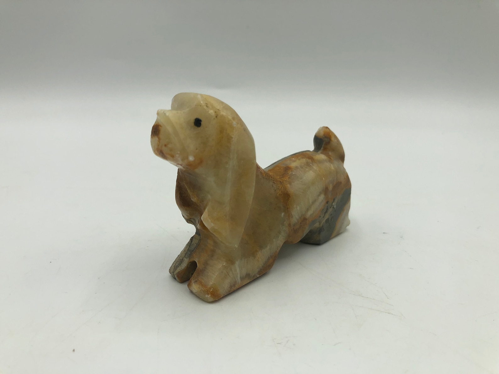 Vintage Alabaster Dog Statue Marble Stone Basset Hound | Etsy
