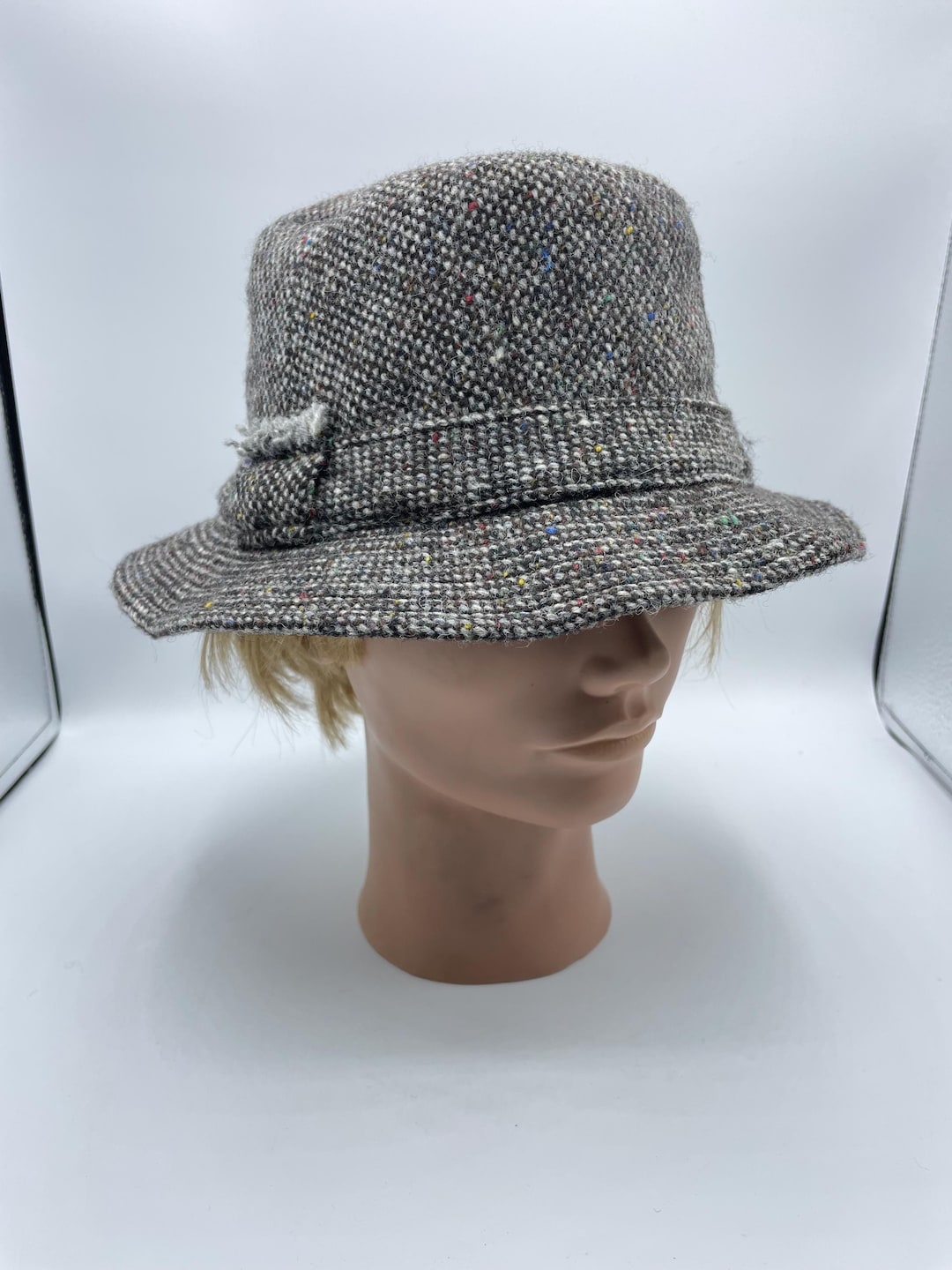 Vintage Pure Wool Tweed Fedora Hat Hanna Hats of Donegal Made in ...