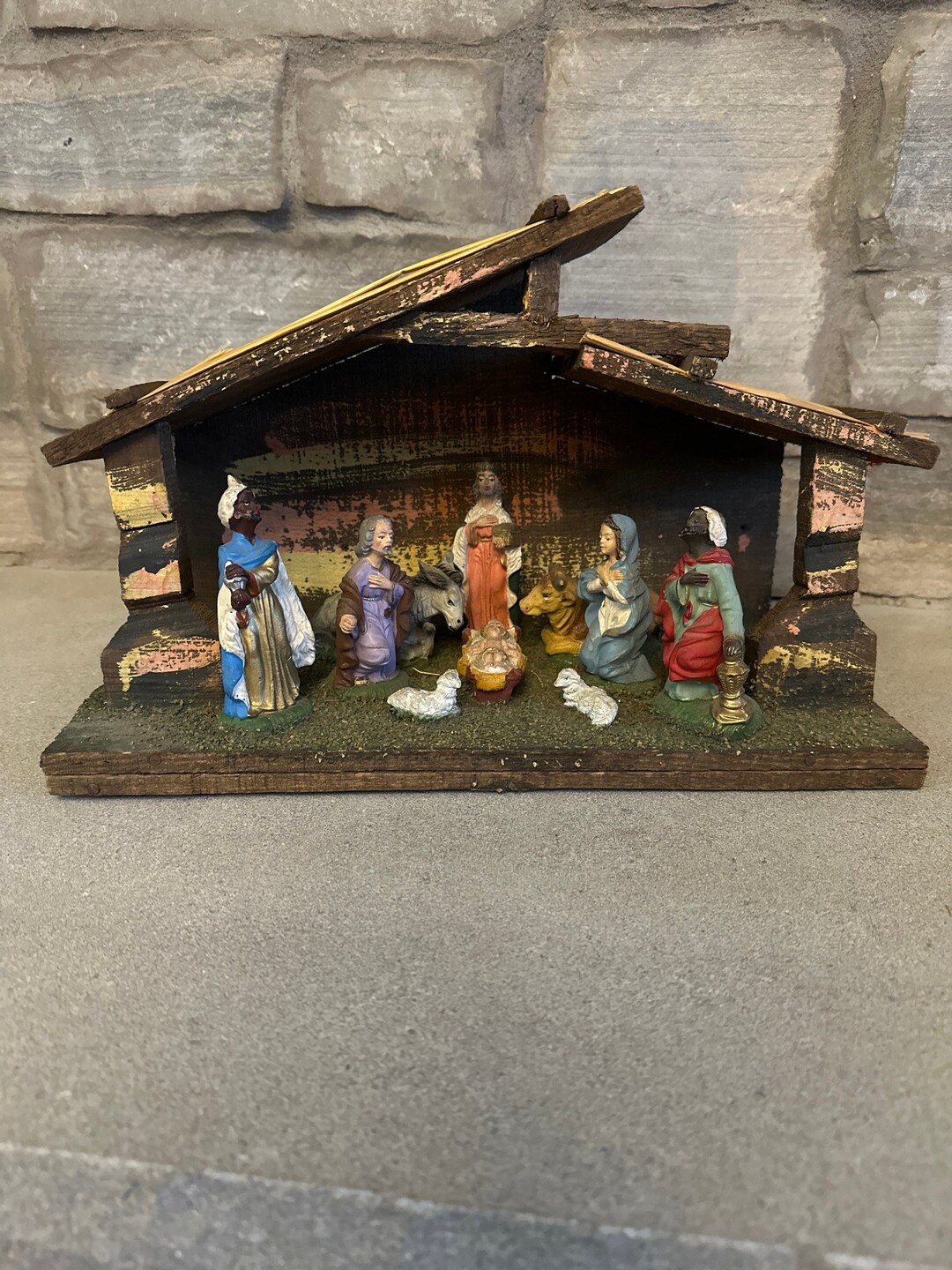 Vintage Creche Colorful Nativity Scene 10 Piece Set Christmas - Etsy
