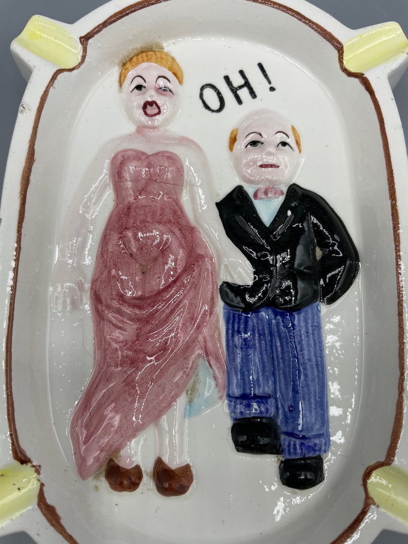 Risque Ceramic Ashtray Man Woman Ash Tray Novelty Kitsch Naughty Risque ...