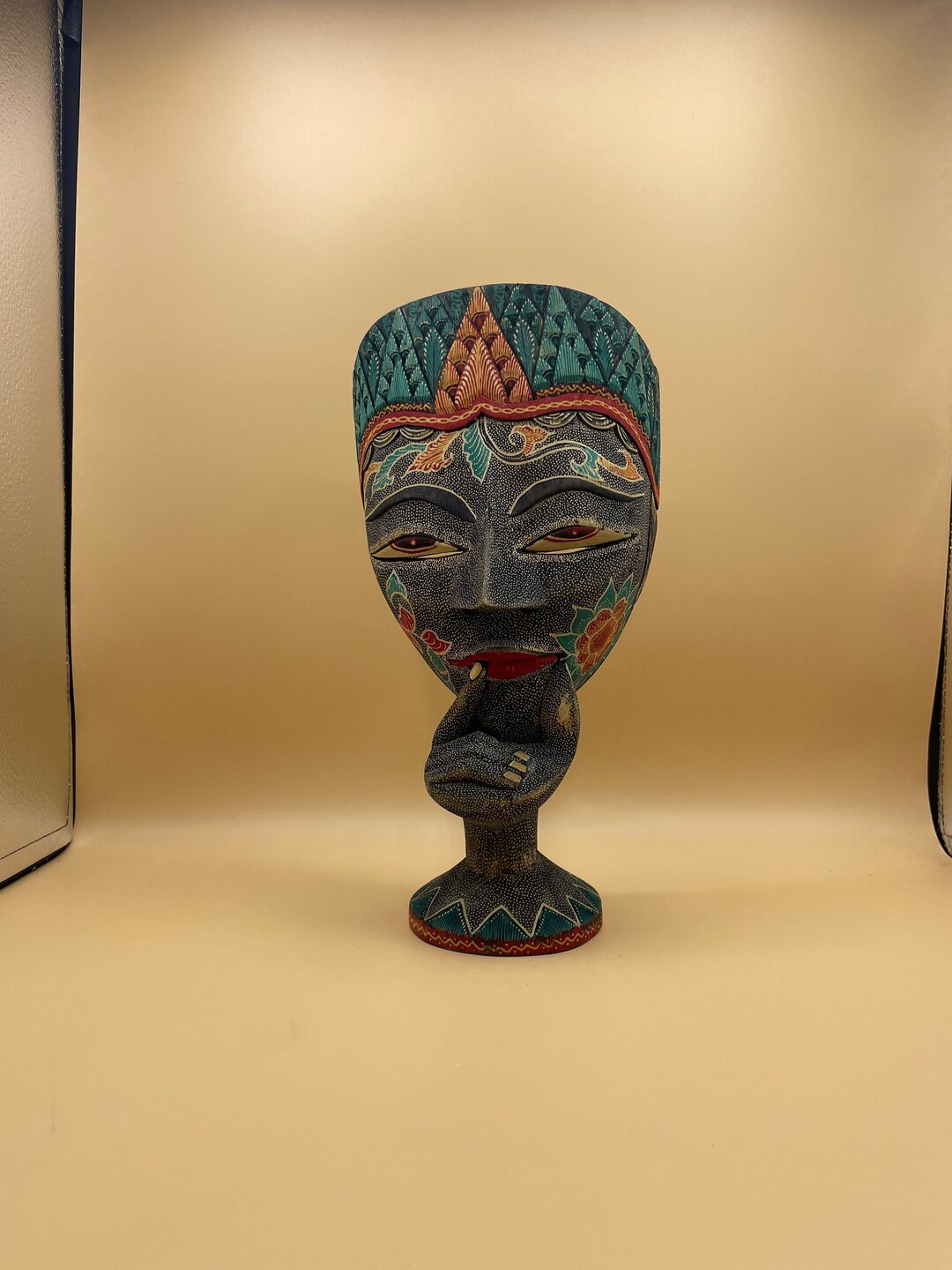 Carved Balsa Wood African Thinking Mask Vintage Wooden Tribal Mask Hand ...