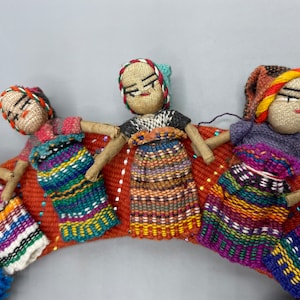 Vintage Worry Doll Wreath Woven Craft Dolls Miniature Guatemala Textile ...