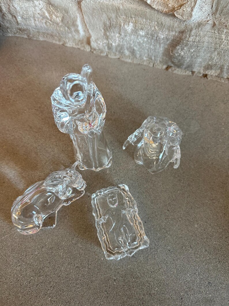 Vintage Clear Glass Nativity Scene Large 4 Piece Lead Crystal Set ...
