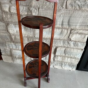 Vintage Carved Wood Folding 3 Tier Pie Stand, Wood Plant Stand, Wood ...