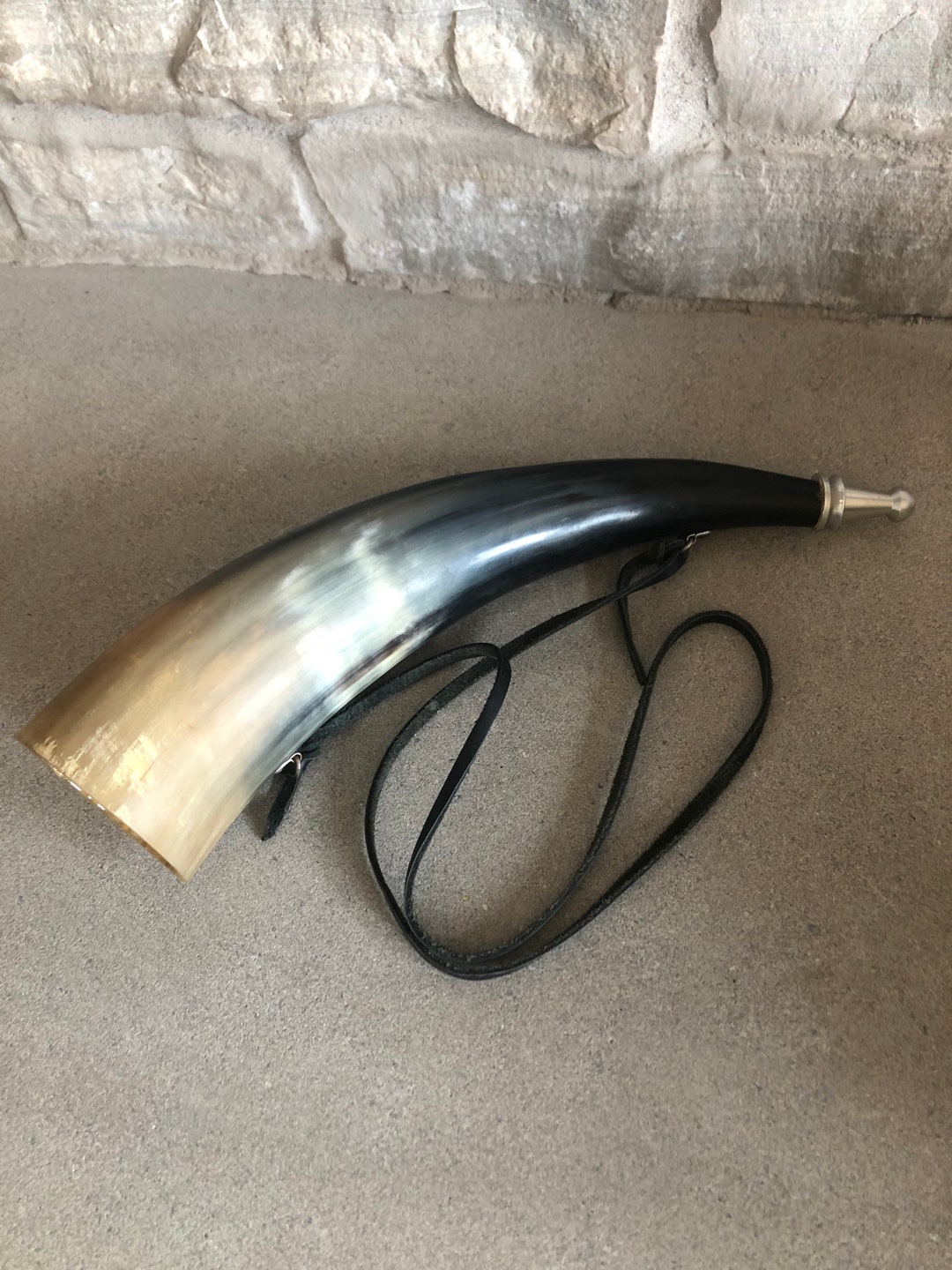 Vintage Black Powder Horn Steer Horn Viking Norse Game of Thrones ...