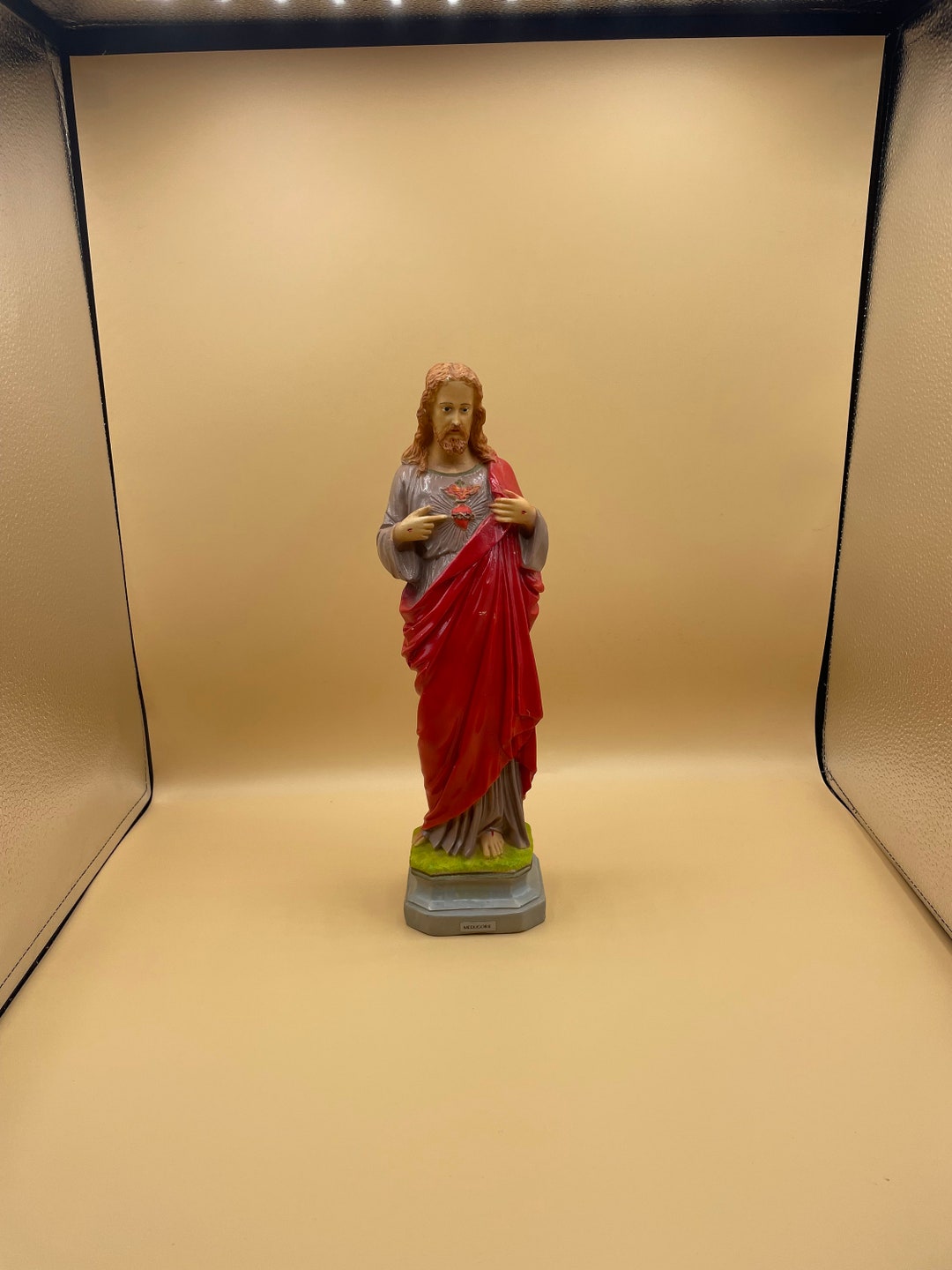 Vintage Chalkware Jesus Statue Sacred Heart Ceramic Figurine Catholic ...