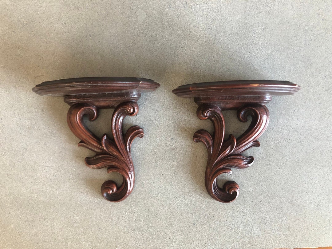 Vintage Syracuse Syroco Wood Wall Shelves Pair Wooden Syroco Mid ...