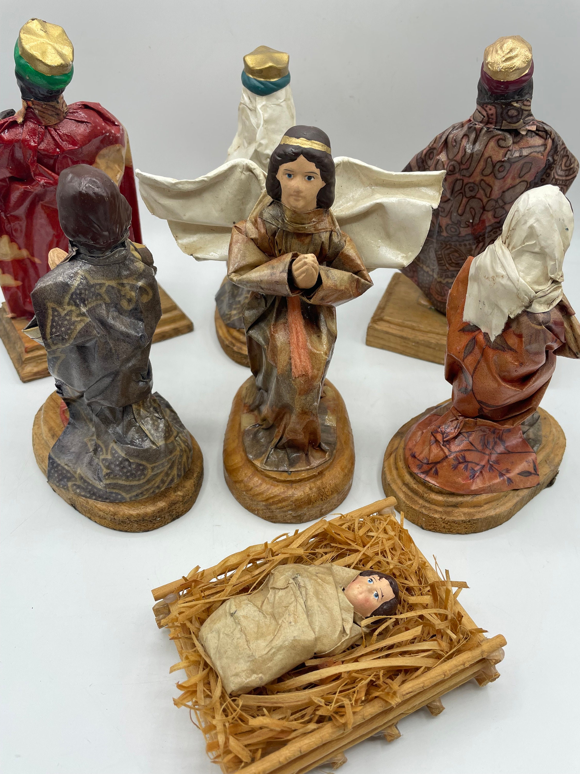 Vintage Mexican Nativity Set Folk Art Painted Paper Mache - Etsy
