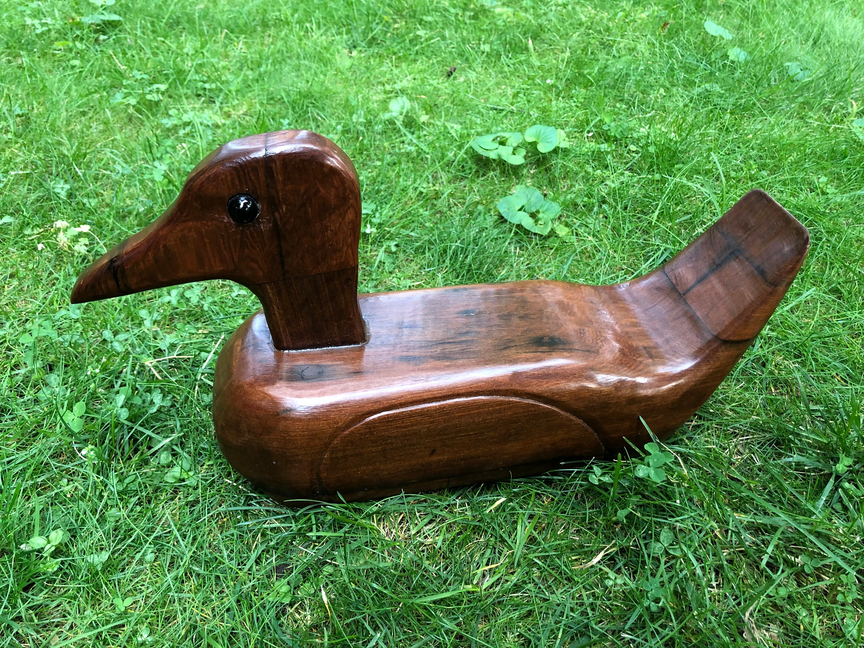 Large Hand Carved Wooden Duck Vintage Dark Wood Rustic Cabin | Etsy