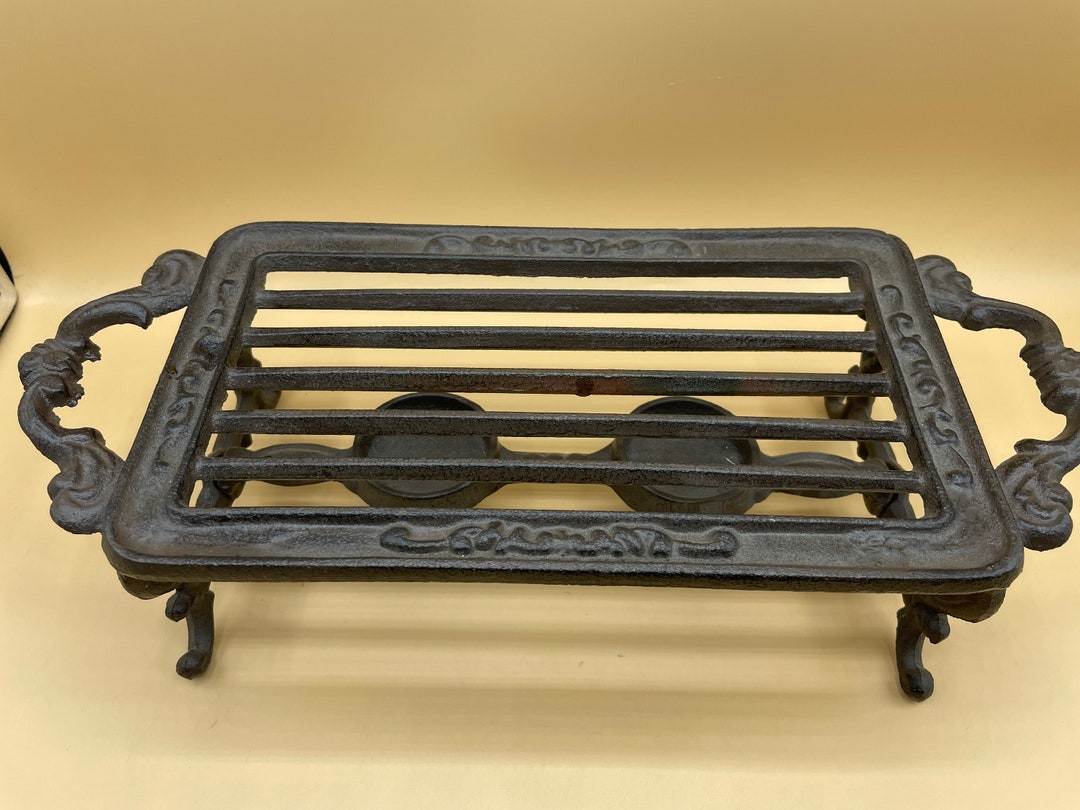 Antique Cast Iron Food Warmer Vintage Serving Grate Warming Tray ...