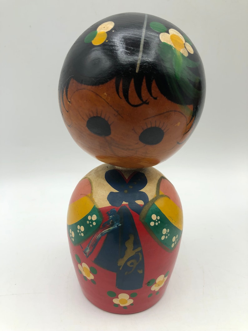 Vintage Japanese Kokeshi Dolls, Hand-painted Bobblehead Set - Etsy