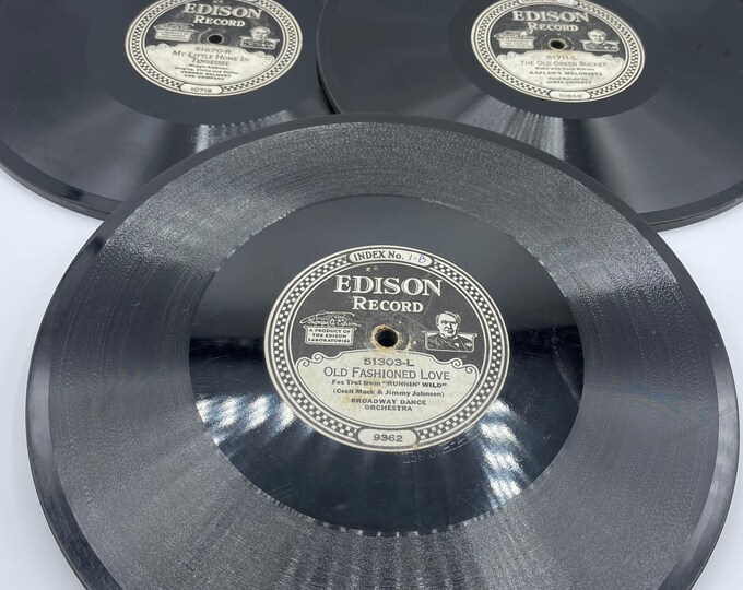 Set of 3 Antique Edison Diamond Disc Records Record Albums 6 Songs ...