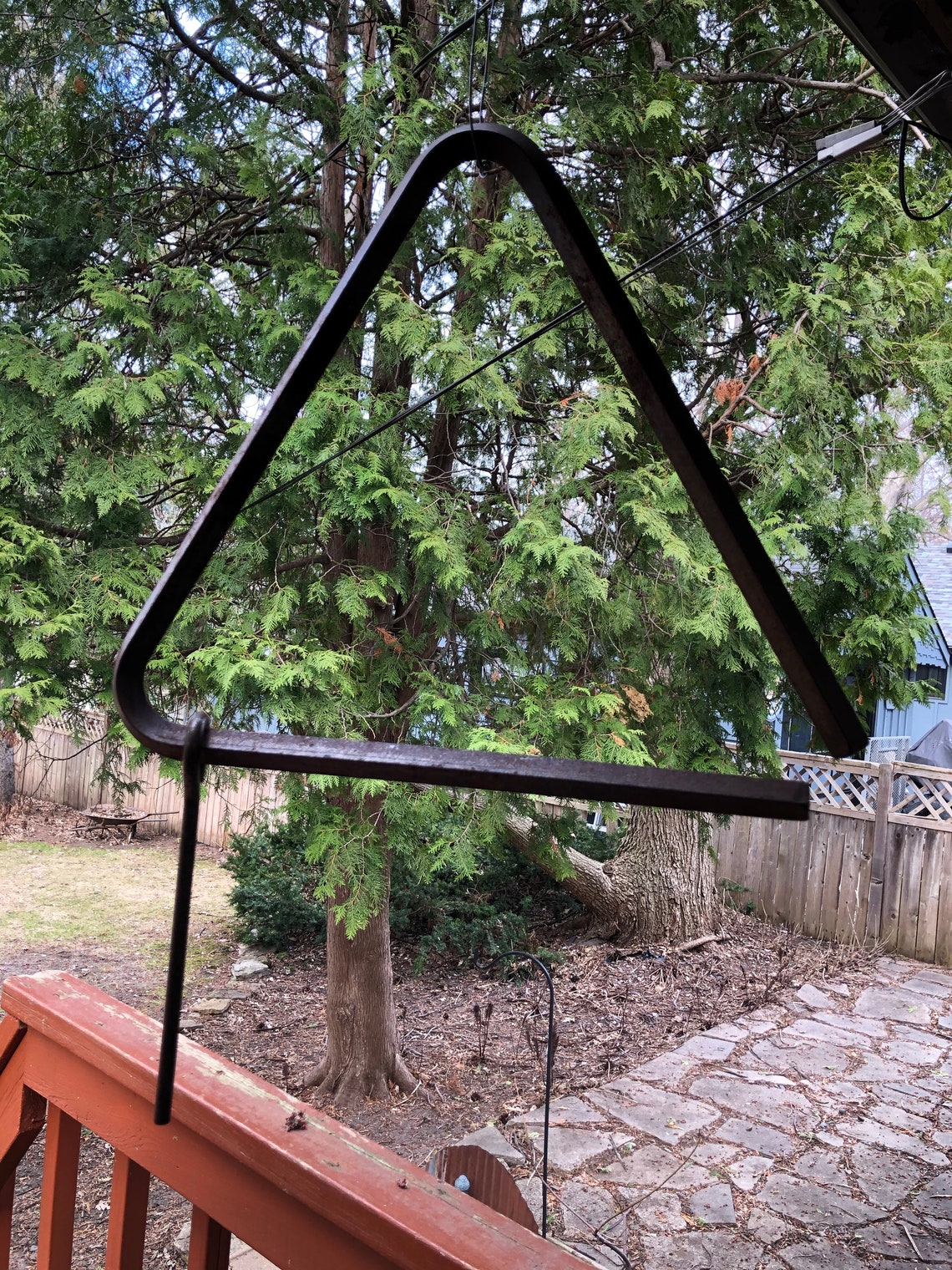 Vintage Large Triangle Chuckwagon Dinner Bell Heavy Iron Hand - Etsy