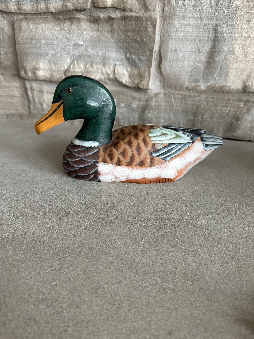 Vintage Hand Carved Wooden Mallard Duck Rustic Cabin Decor Mancave Duck ...