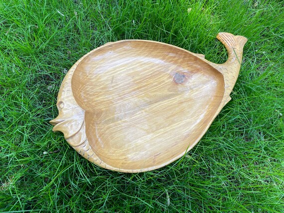 Vintage Carved Wood Fish Platter Hand Carved Large Wooden Fish | Etsy