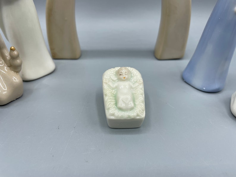 7 Piece Pastel Porcelain Nativity Set White Blue Ceramic - Etsy