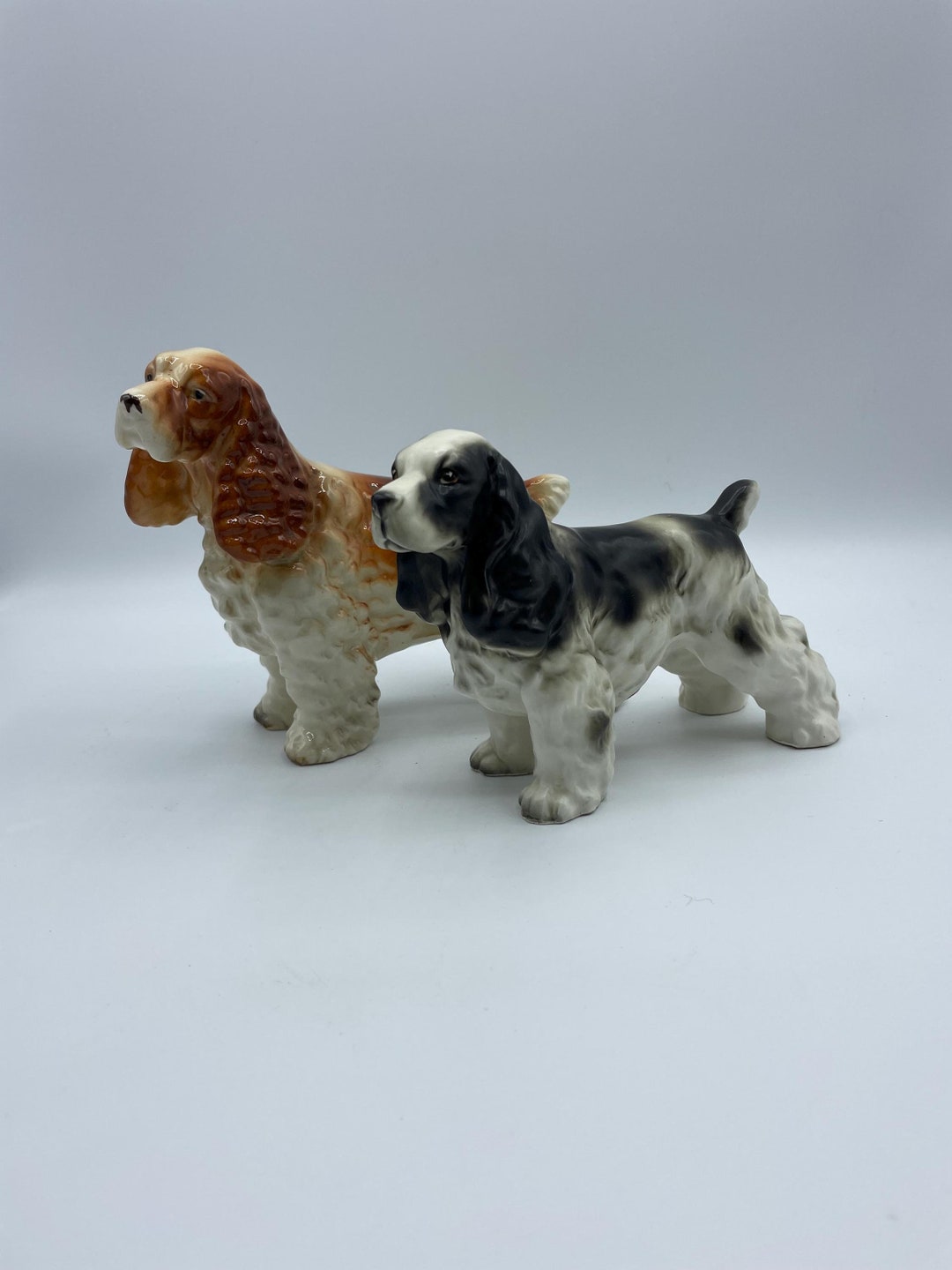Vintage Porcelain Dog Statues Cocker Spaniel Figurines Pair of Ceramic ...