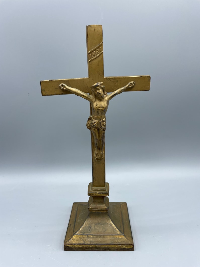 Vintage Metal Alter Cross Jesus Christ Crucifixion Tabletop - Etsy