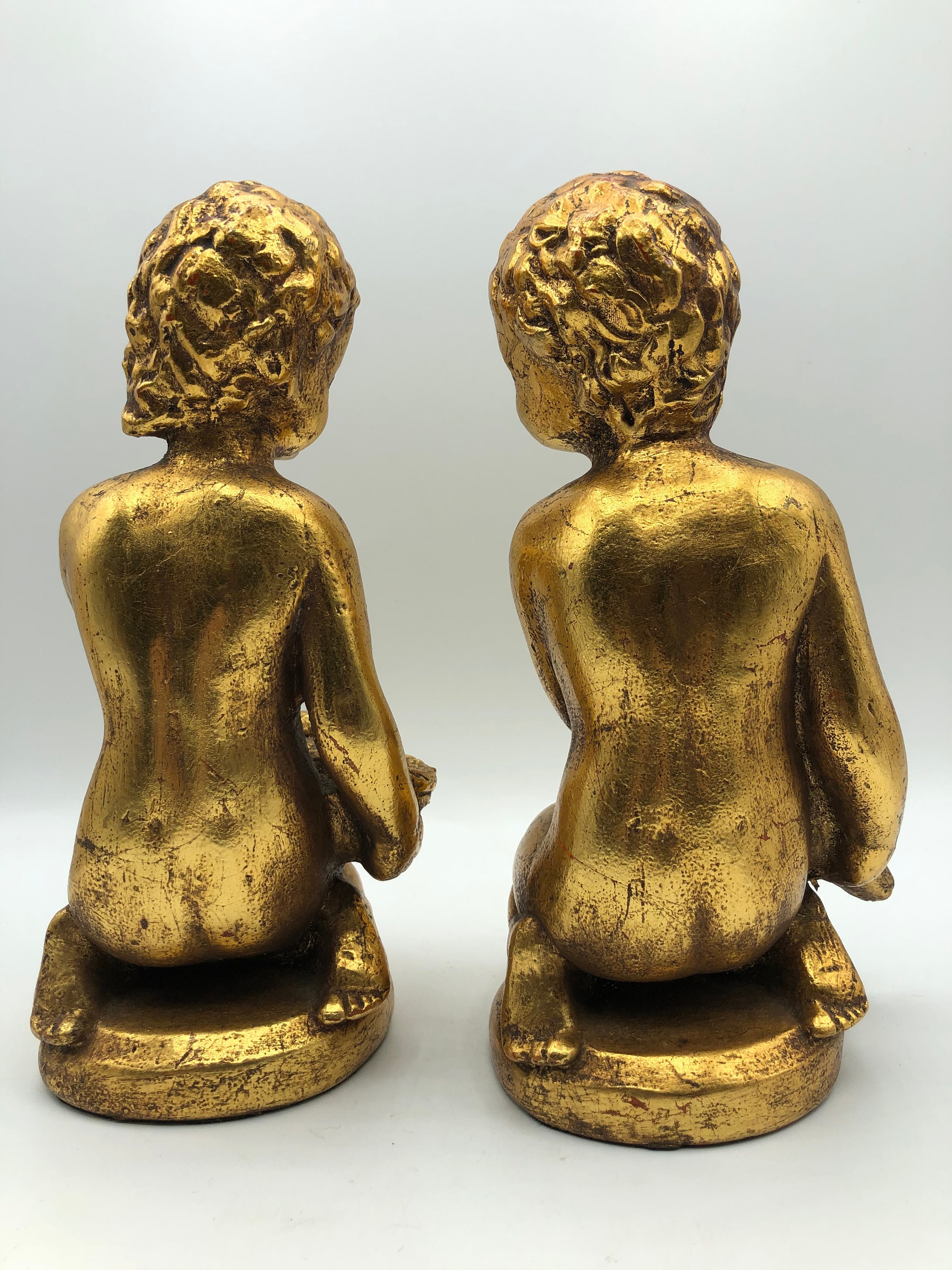 Pair of Gold Child Statues Vintage World Art Figurines | Etsy