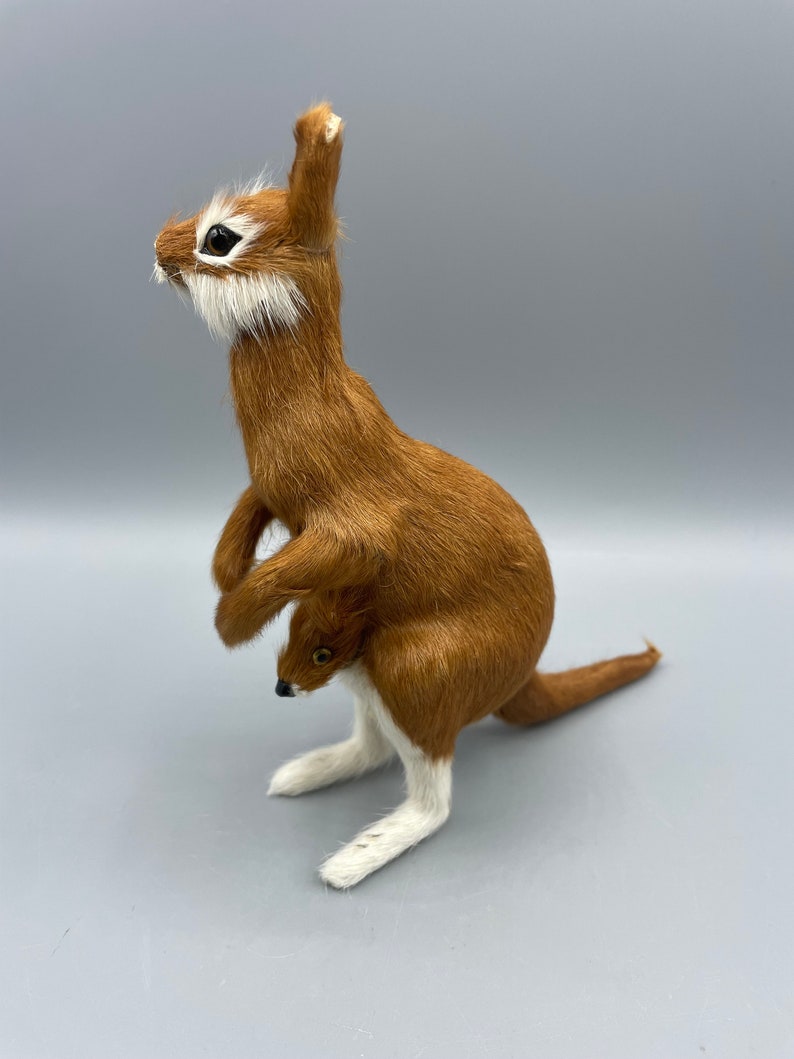 Kangaroo With Joey Figurine Vintage Real Rabbit Fur Statue - Etsy