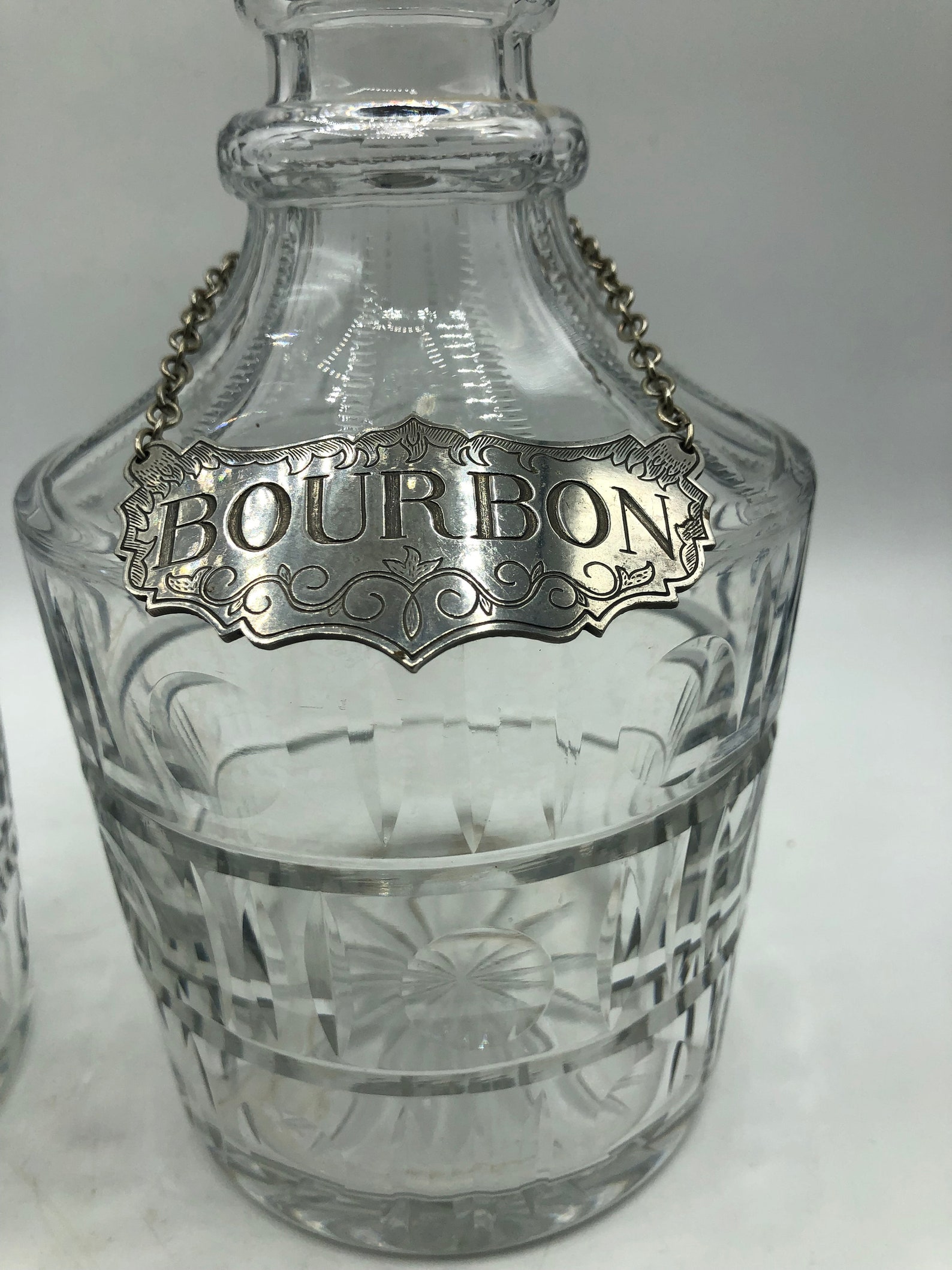 Pair of Vintage Glass Liquor Decanters With Large Glass - Etsy