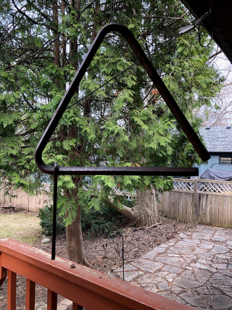 Vintage Large Triangle Chuckwagon Dinner Bell Heavy Iron Hand - Etsy