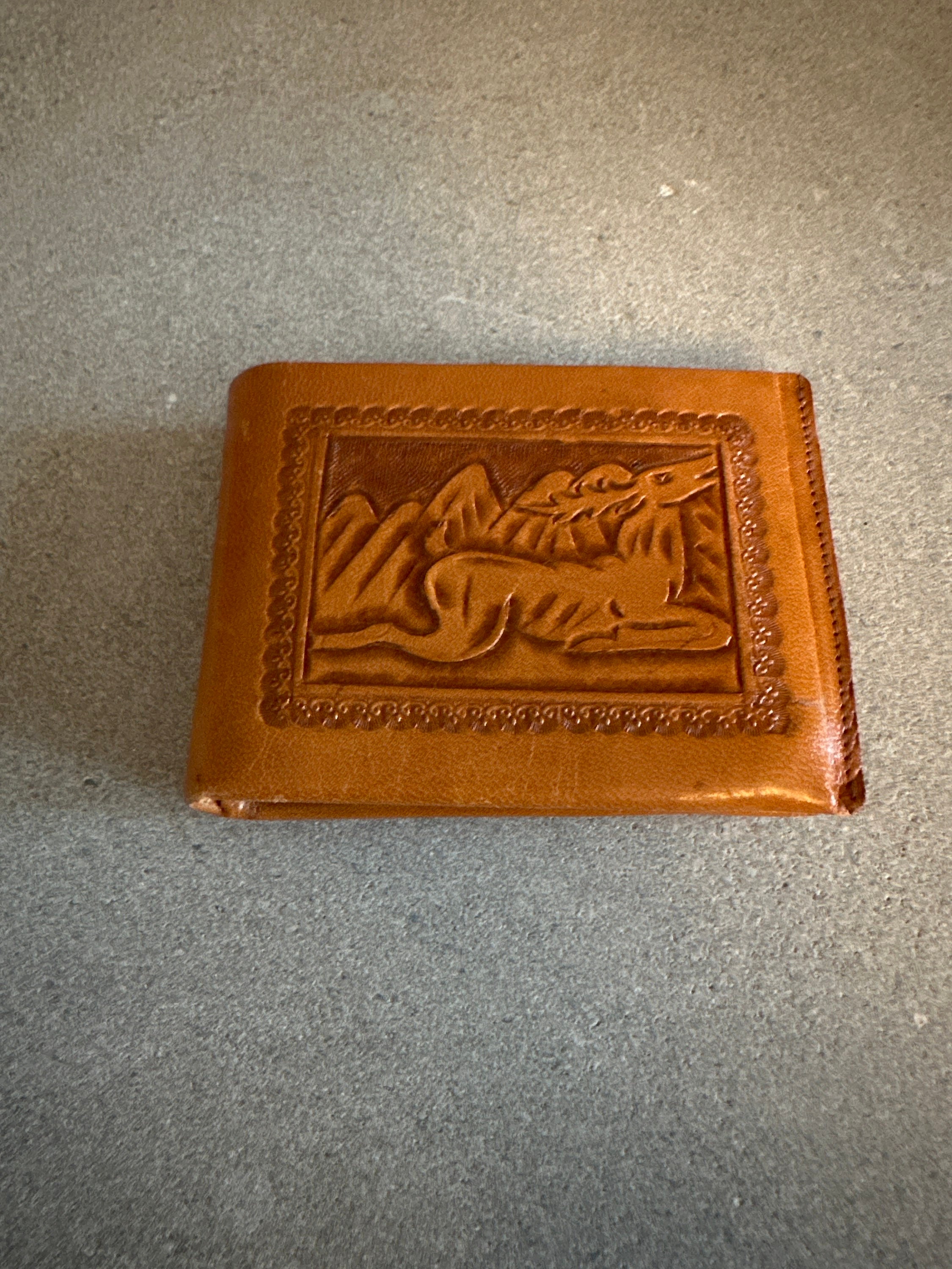 Vintage Tooled Leather Elk Wallet Brown Leather Western - Etsy