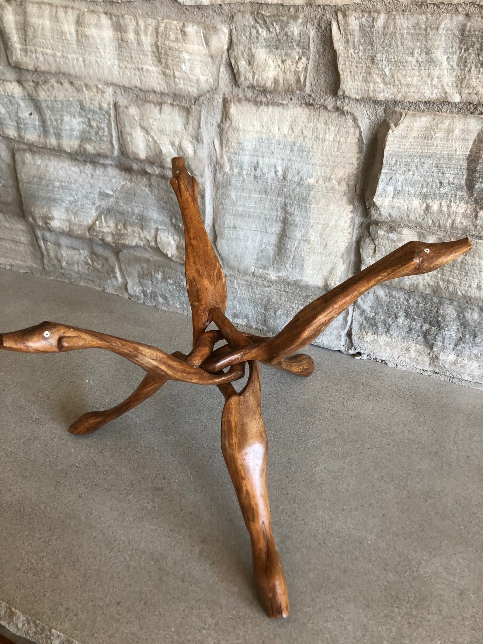 Vintage Wood Bowl and Stand Interlocking Carved Folding Wood - Etsy