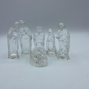 Vintage Clear Glass Nativity Scene 6 Piece Set Vintage Christmas ...