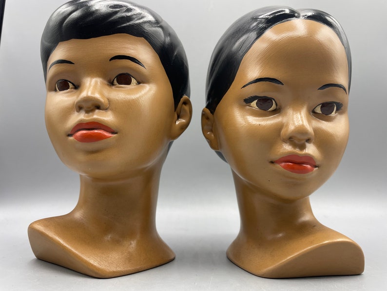 1969 Vintage Head Figurines Ceramic Busts Man Woman Boy Girl - Etsy