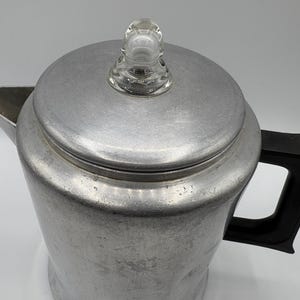 8 Cup Vintage Aluminum Coffee Percolator Metal Camping Coffeepot ...