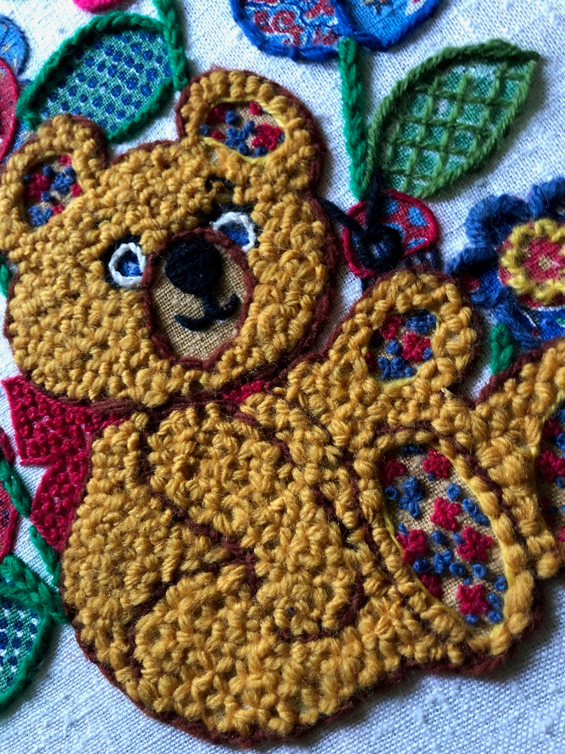 Teddy Bear Crewel Needlepoint Picture Everybody Needs a Teddy - Etsy