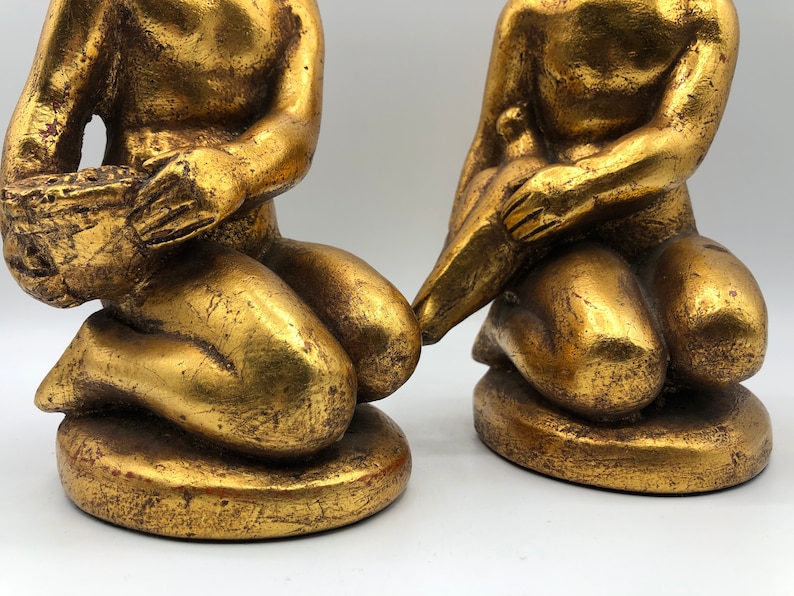 Pair of Gold Child Statues Vintage World Art Figurines - Etsy