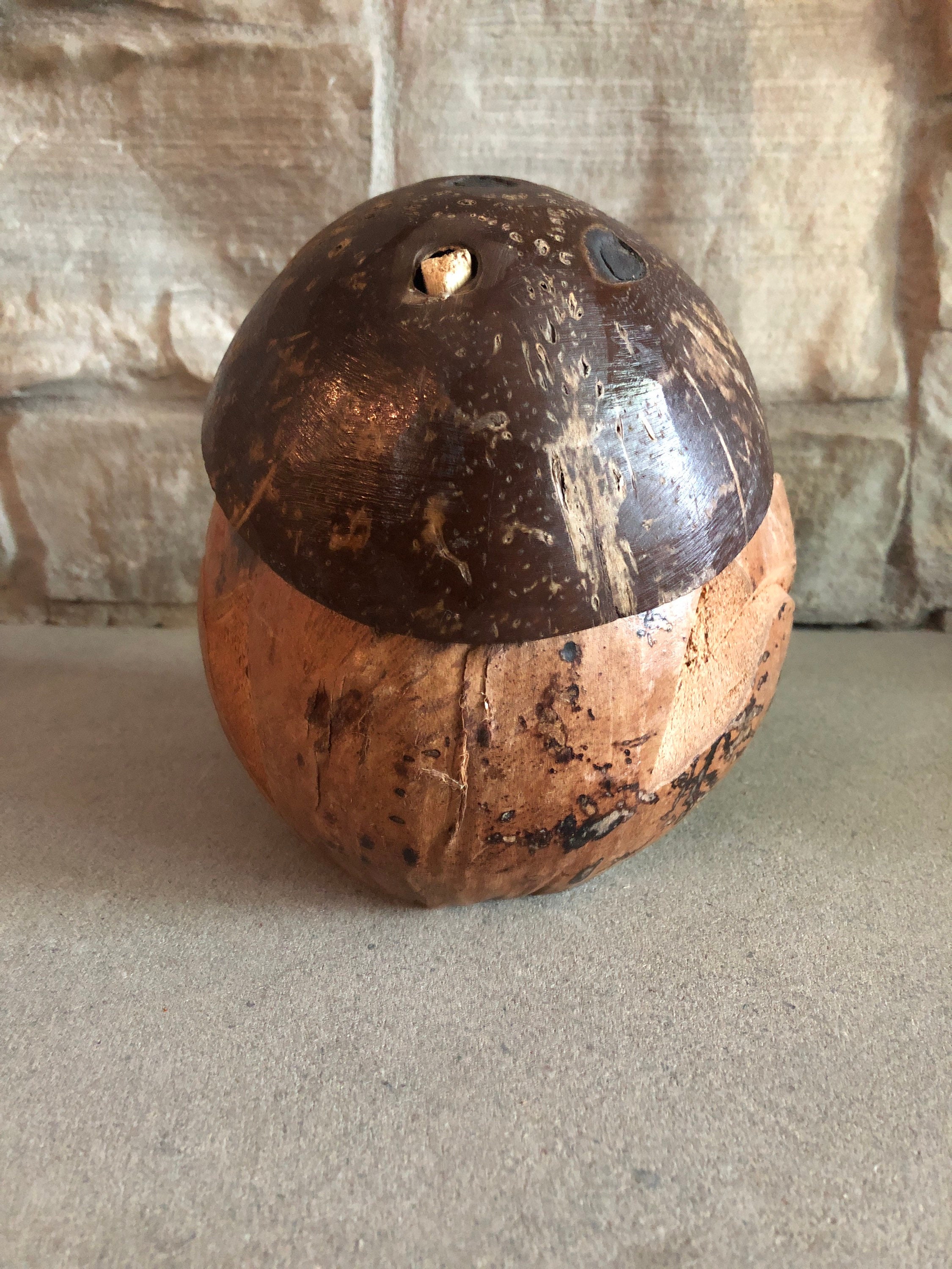 Carved Coconut Head Bank Hawaii Vintage Kitschy Tiki Bar | Etsy