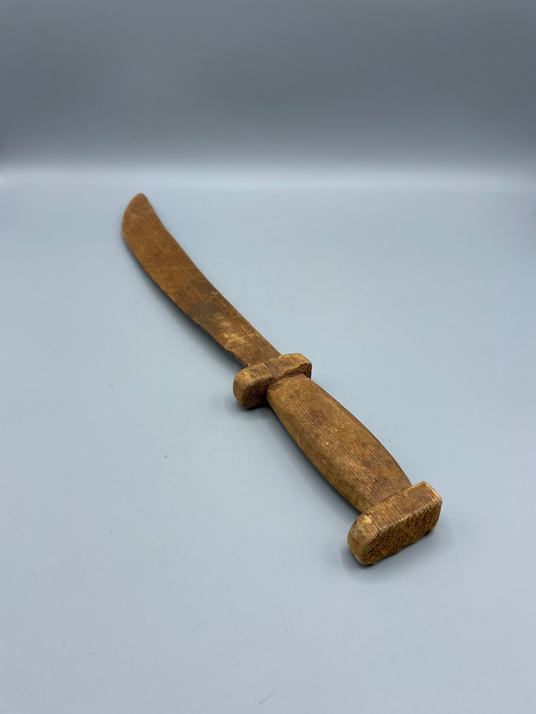 Vintage Wooden Sword Hand Carved Antique Knife Primitive Wood Blade ...