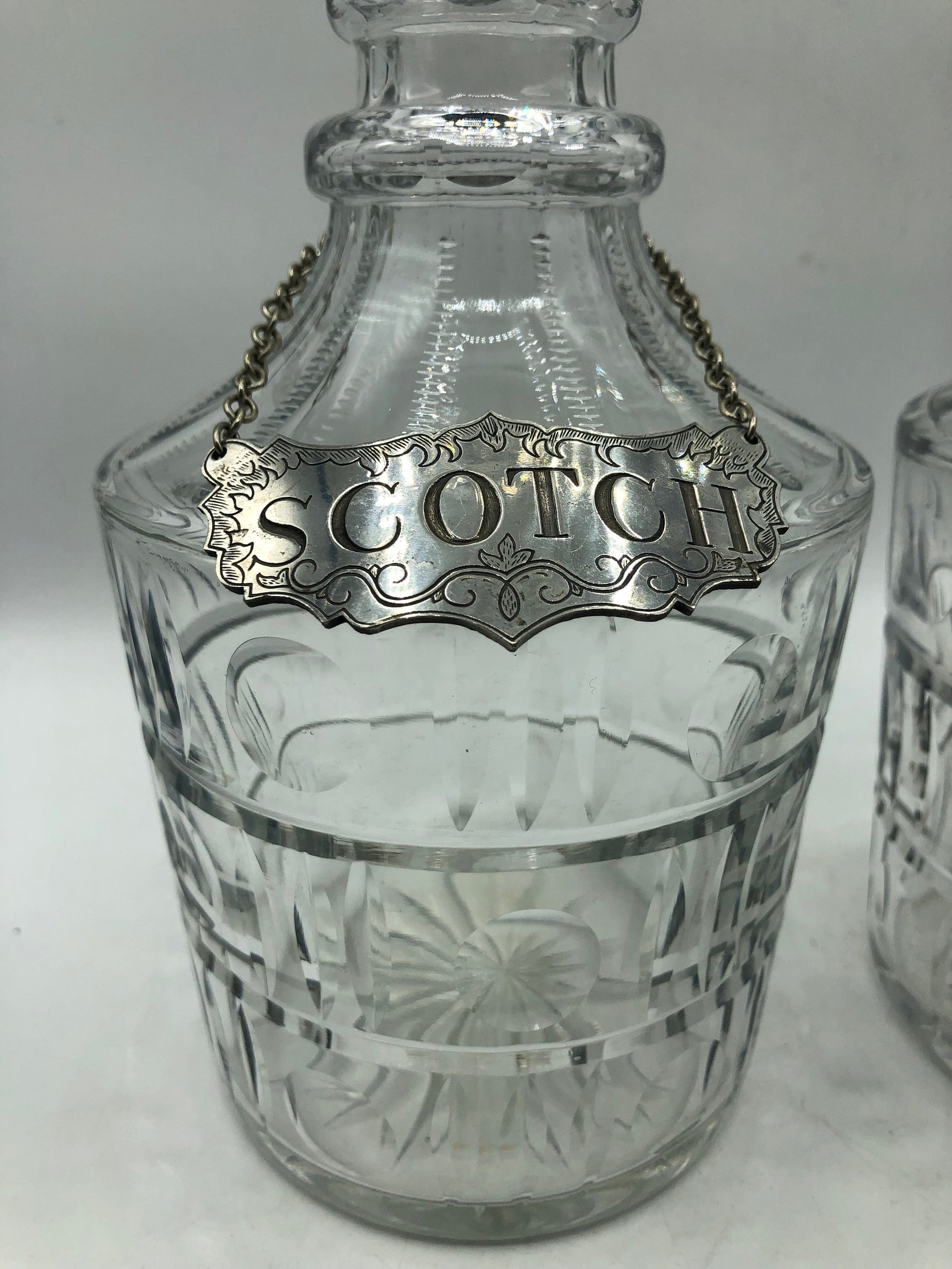 Pair of Vintage Glass Liquor Decanters With Large Glass - Etsy