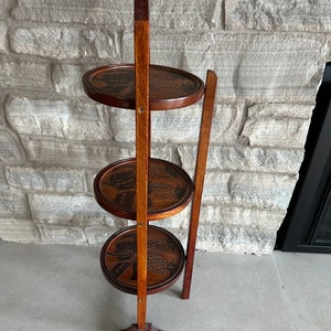 Vintage Carved Wood Folding 3 Tier Pie Stand, Wood Plant Stand, Wood ...