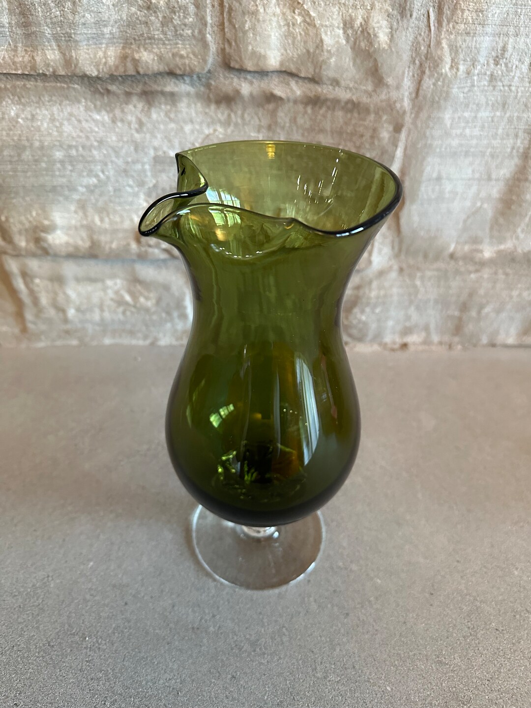 MCM Empoli Italian Dark Green Glass Martini Pitcher Barware Mid Century ...